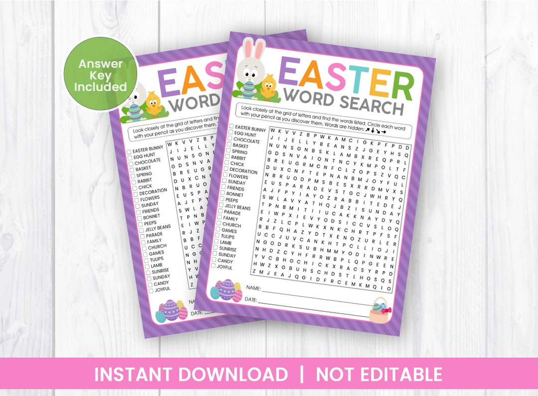 Easter Word Search for Kids | Printable PDF Instant Download - Etsy