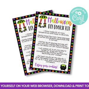 Editable Halloween DIY Cookie Kit Instructions, Cookie Packaging Self ...