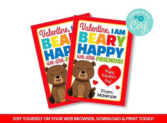 EDITABLE Teddy Bear rectangle tags, Gummy Bears Treat tags ideas, Kid ...