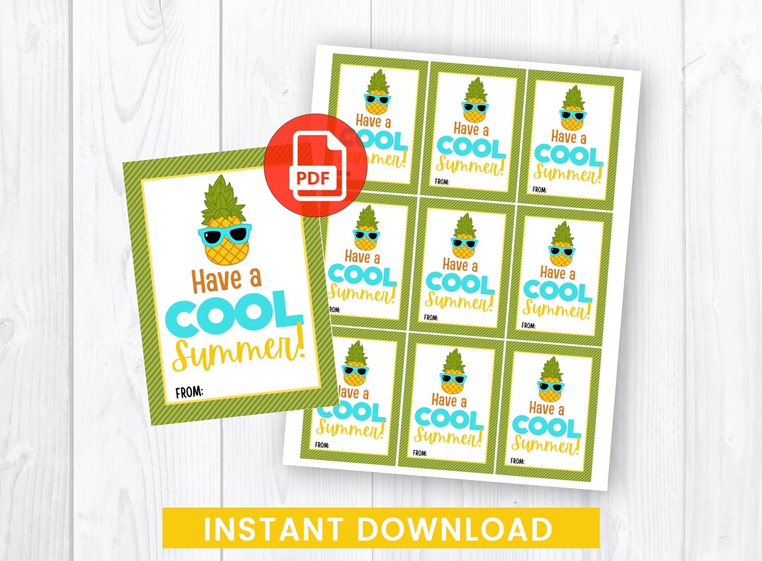 Have a Cool Summer Printable Gift Tags, Pineapple With Sunglasses ...