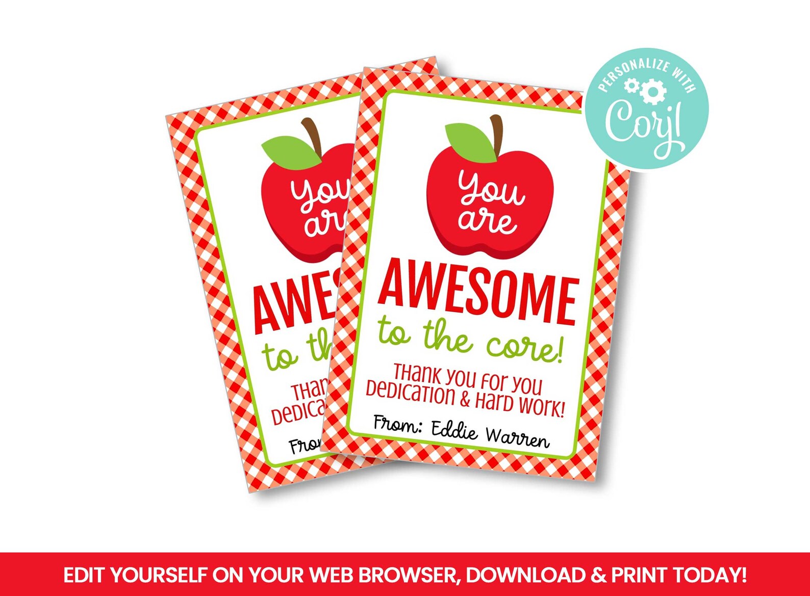 EDITABLE Awesome to the Core Gift Tag Apple Juice Jelly - Etsy