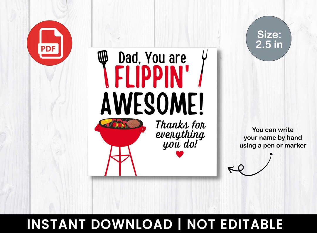 Printable Bbq-themed Father's Day Gift Tags: Grill Inspired, DIY, Dad ...