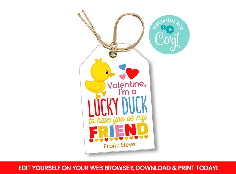 EDITABLE Lucky Duck Gift Tags Rubber Duck Treat Tags Ideas - Etsy