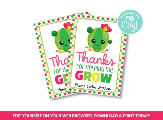 EDITABLE Teacher Appreciation Gift Tag, Boss Worker Staff Corporate ...