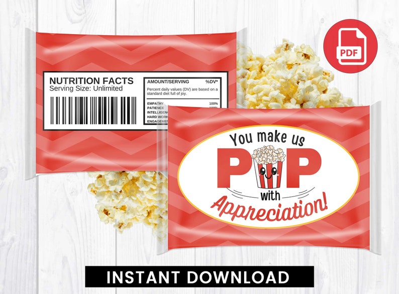 Teacher Appreciation Microwave Popcorn Wrapper Teacher and - Etsy