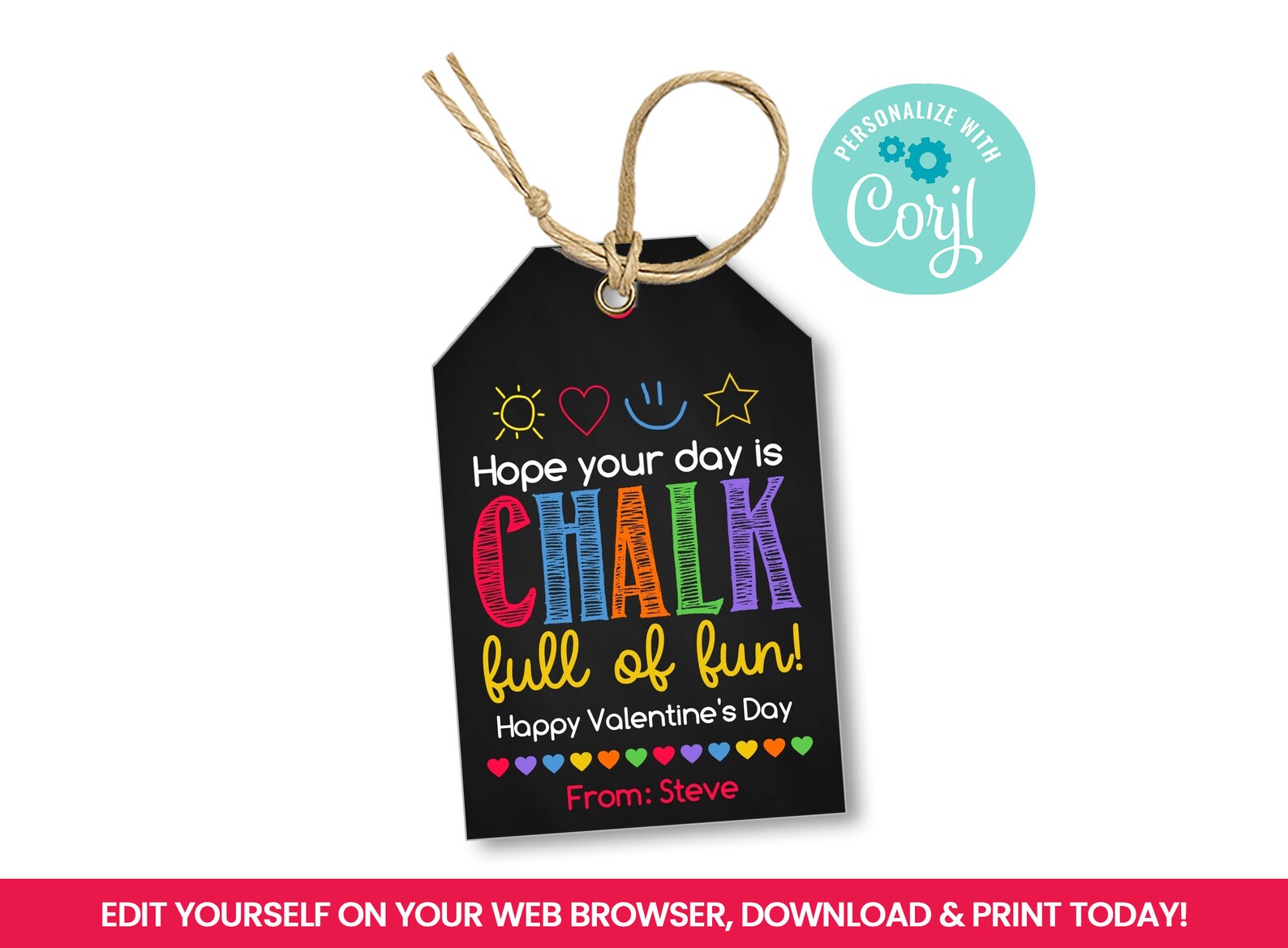 EDITABLE Sidewalk Chalk Gift Tags Chalkboard Treat Tags - Etsy