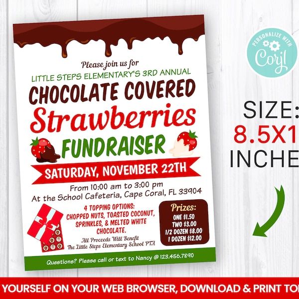 Chocolate Strawberries Flyer - Etsy