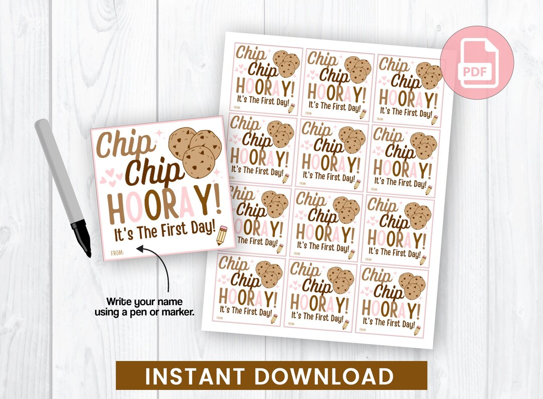 Back to School Gift Tags Chocolate Cookie Chip Chip Hooray - Etsy