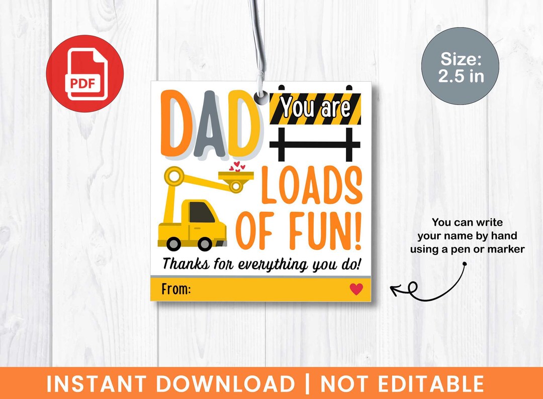 Printable Construction-themed Father's Day Gift Tags: Constructor ...