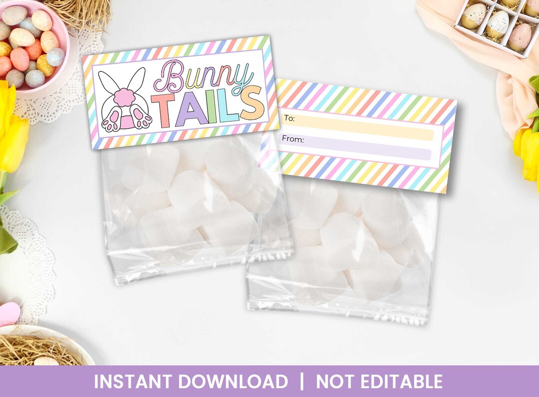 Happy Easter Treat Bag Topper - Bunny Tails - Suitable for Kids and ...