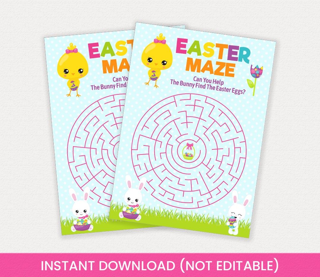 Happy Easter Maze Puzzle Printable Game for Kids, Classroom Games and ...