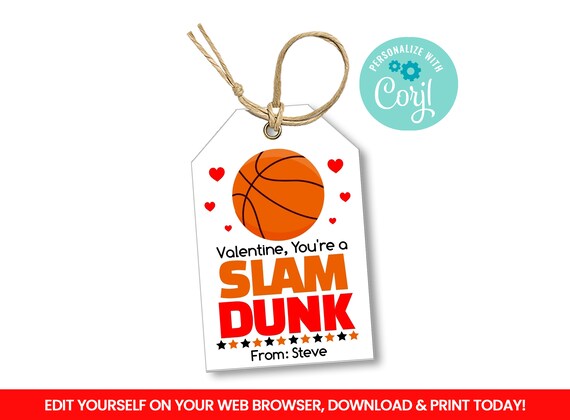 EDITABLE Slam Dunk gift tags, Basketball Coach treat tags ideas, Sports ...