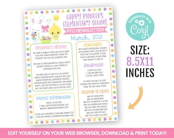 Editable School Newsletter April Newsletter Easter Classroom - Etsy