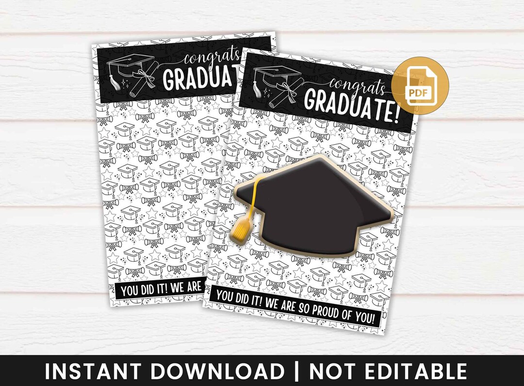 Congrats Graduate Printable Cookie Card Holder, Graduation Themed, 3 ...