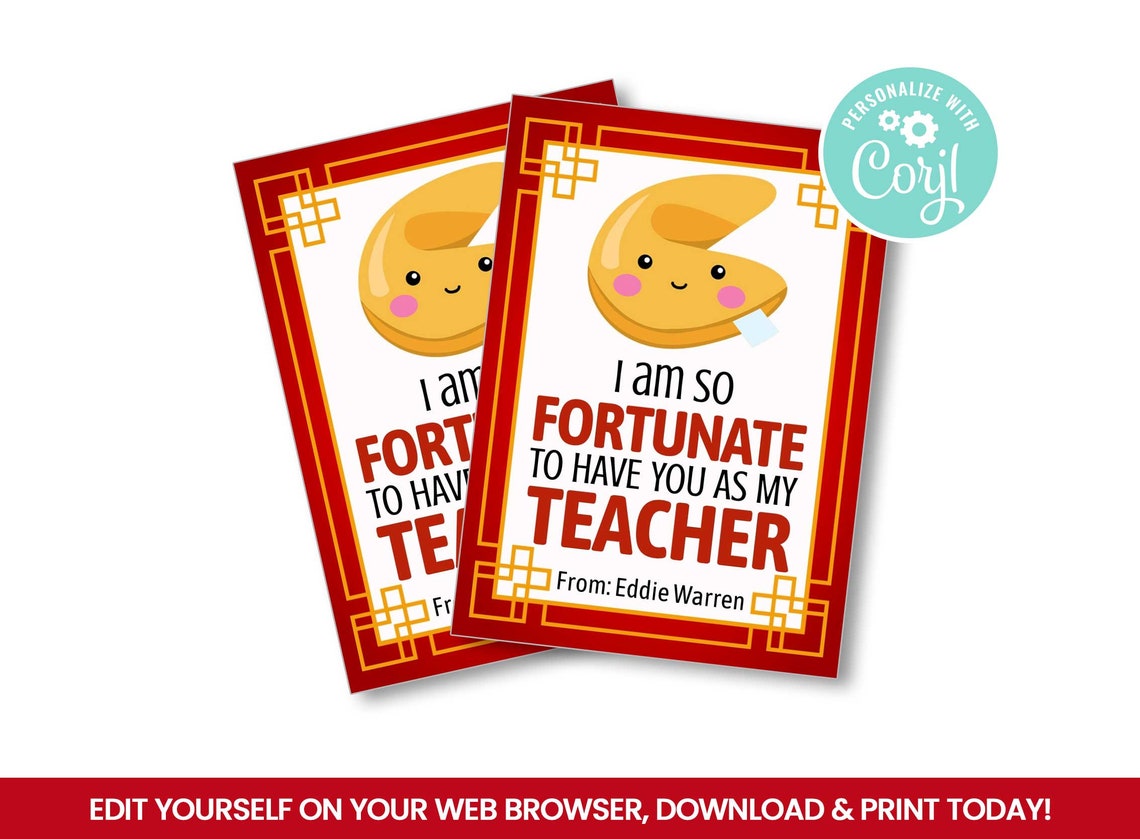 EDITABLE Fortune Cookie Teacher Appreciation Gift Tag Boss - Etsy