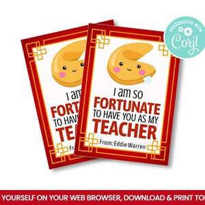 EDITABLE Fortune Cookie Teacher Appreciation Gift Tag, Boss, Worker ...