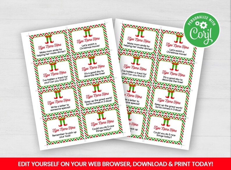 Editable Elf Activity Cards Printable Elf Notes Self Editing - Etsy