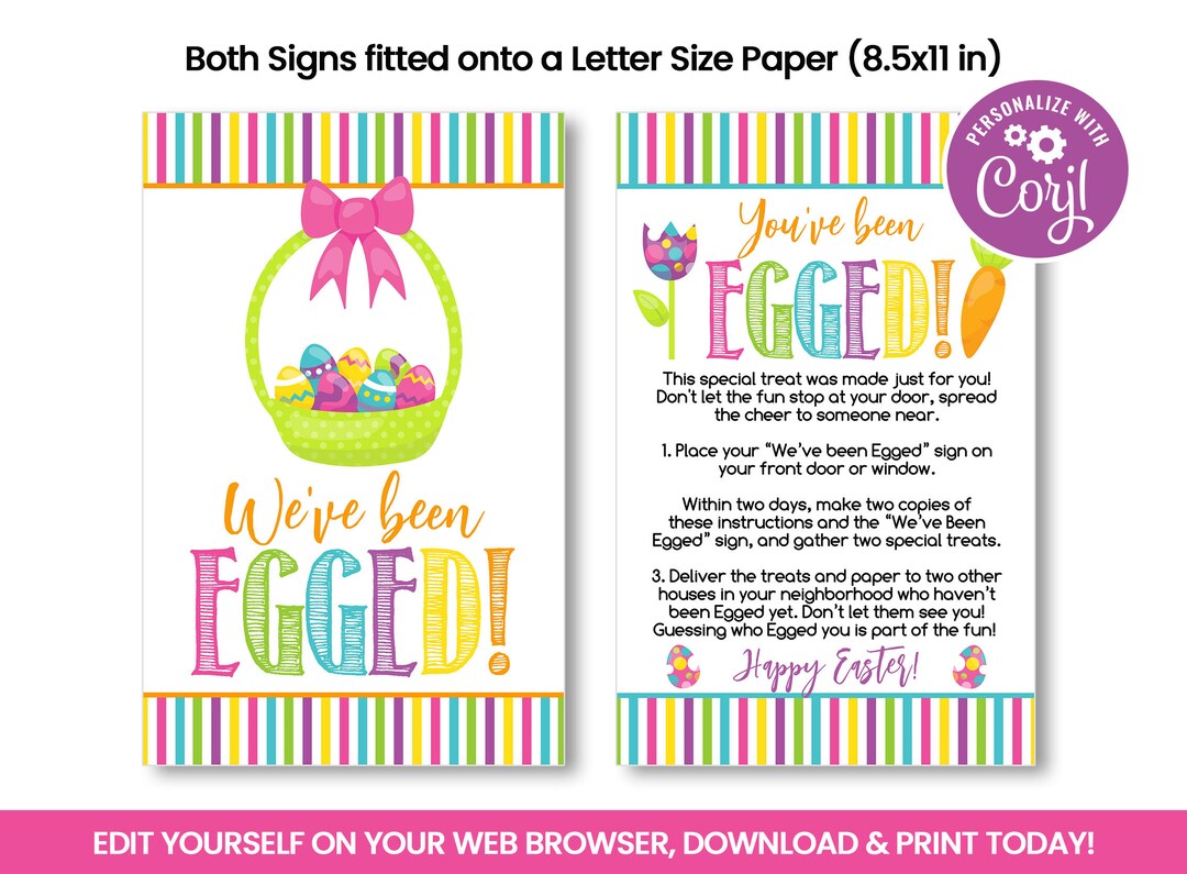 EDITABLE We've Been Egged Sign, You've Been Egged, Neighbors, Desktop ...