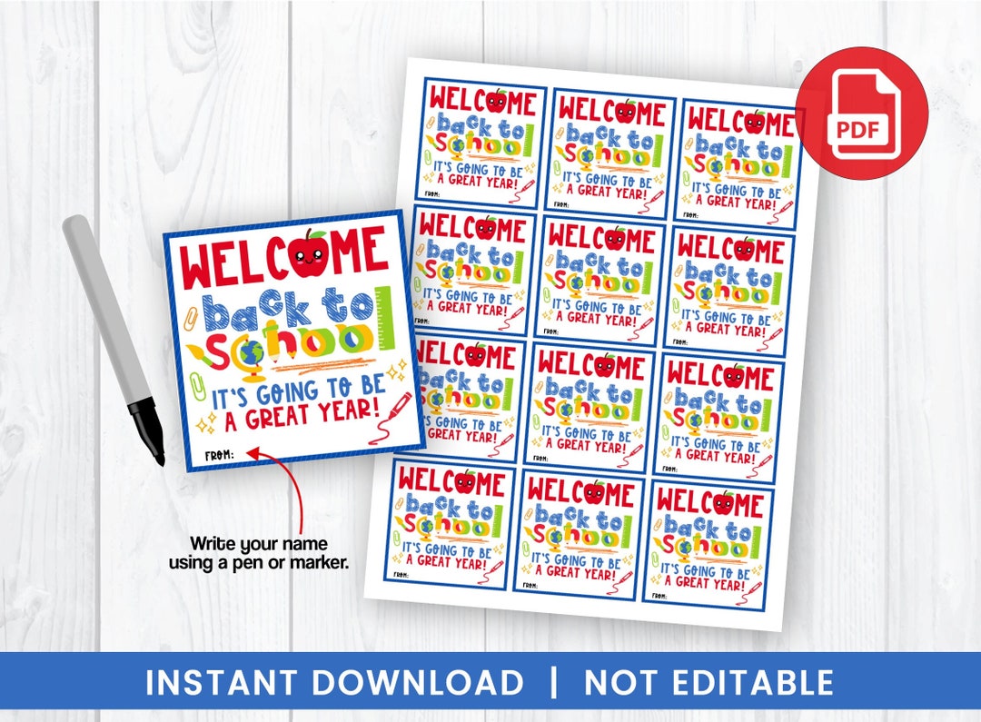 Back to School Gift Tags Pencil Apple Ruler Crayon Printable PDF ...