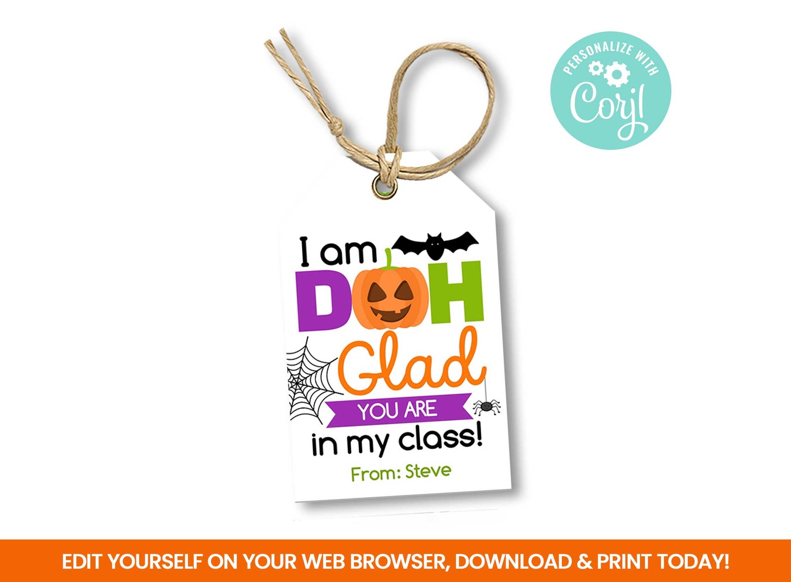 EDITABLE Happy Halloween Doh Glad Gift Tags Play Dough Treat - Etsy