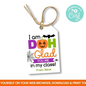 EDITABLE Happy Halloween Doh Glad Gift Tags Play Dough Treat - Etsy