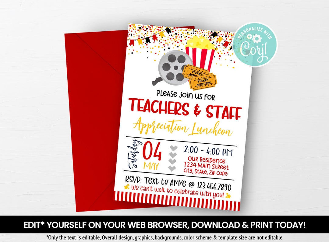 EDITABLE Teacher and Staff Appreciation Week Invitation, Itinerary Week ...
