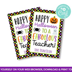 EDITABLE Happy Halloween to a Fabulous Teacher Gift Tags, Ghost Self ...
