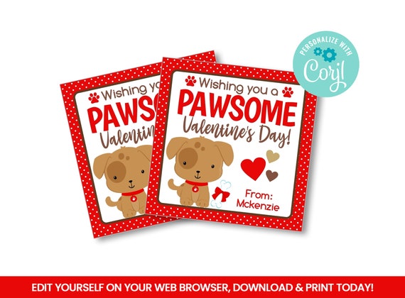EDITABLE Puppy Boy Square Tags, Dog, Pet Treat Tags Ideas, Valentine ...