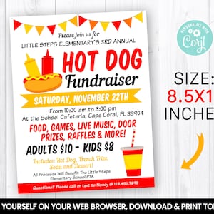 EDITABLE Hot Dog Fundraiser Flyer Template, Charity Non Profit Event ...