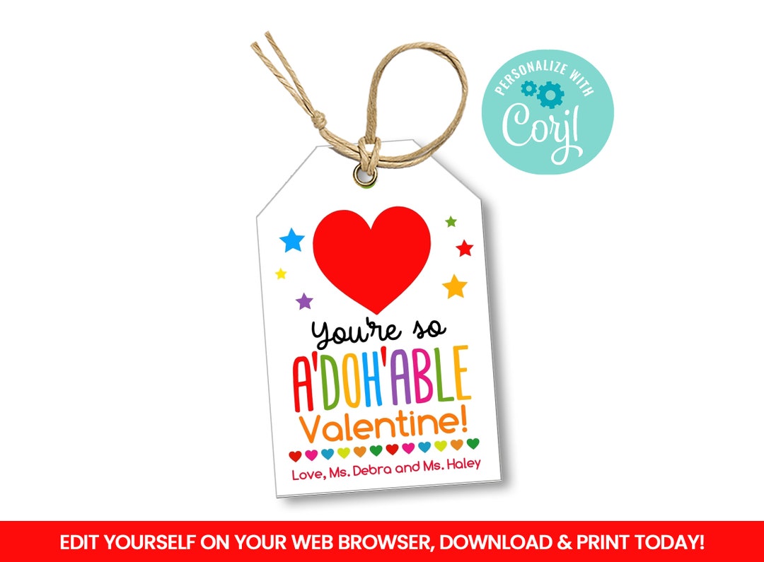 EDITABLE A-doh-able Gift Tags, Play Dough Treat Tags Ideas, Valentine ...