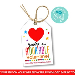 EDITABLE A-doh-able Gift Tags, Play Dough Treat Tags Ideas, Valentine ...