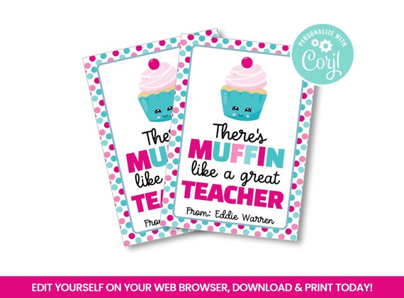 EDITABLE Teacher Appreciation Gift Tag, Boss Worker Staff Corporate ...