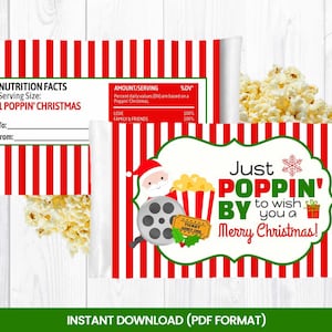 Merry Christmas Microwave Popcorn Wrapper Movie Night School - Etsy
