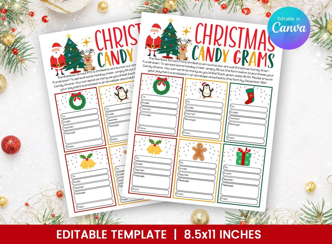 Editable Christmas Candy Grams Flyer Holiday Fundraiser Template - Etsy