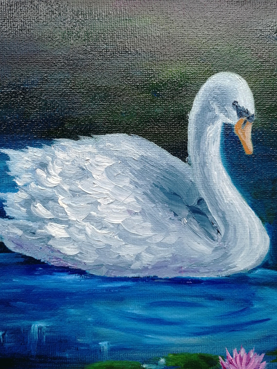 White Swan Painting Original Art Swan Lake Oil Painting Alaska | Etsy