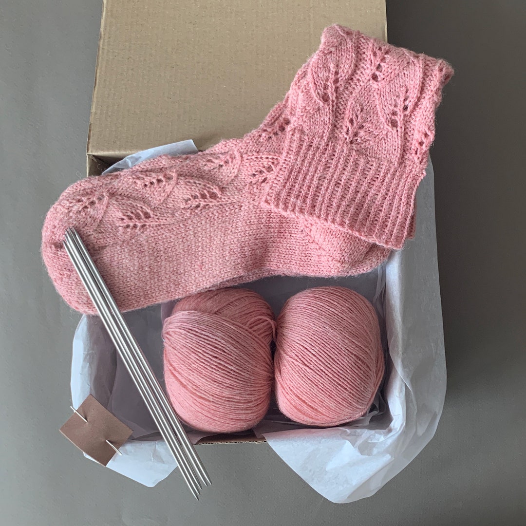 Socks Knitting Kit Including Yarn, Needles, Step by Step Tutorial & Video Kits for Beginners - Etsy