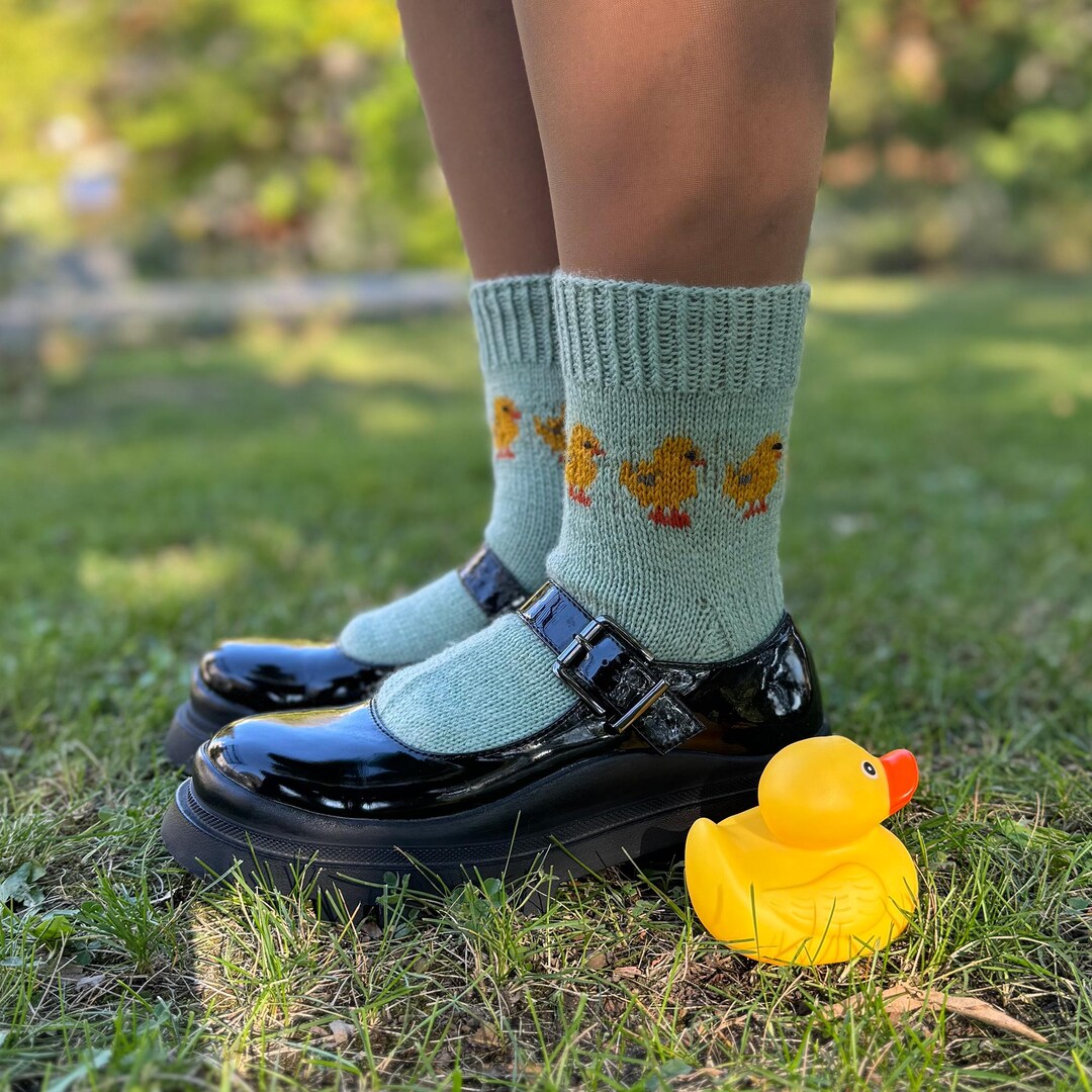 Socks Knitting Pattern Yellow Ducks Fair Isle Sock Pattern Knit Animal ...