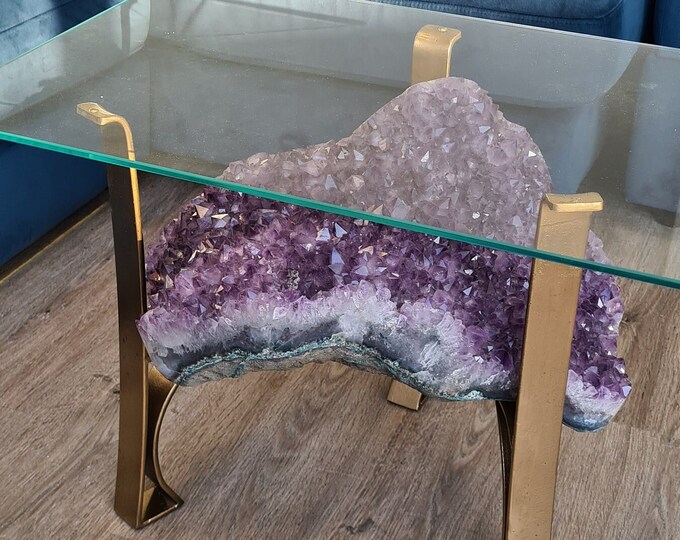 Amethyst Table With Glass Top Included Black Gold or Silver Stand - Etsy