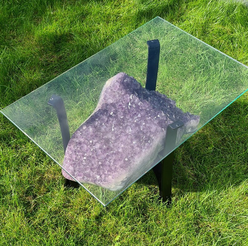 Amethyst Table With Glass Top Included Black Gold or Silver - Etsy