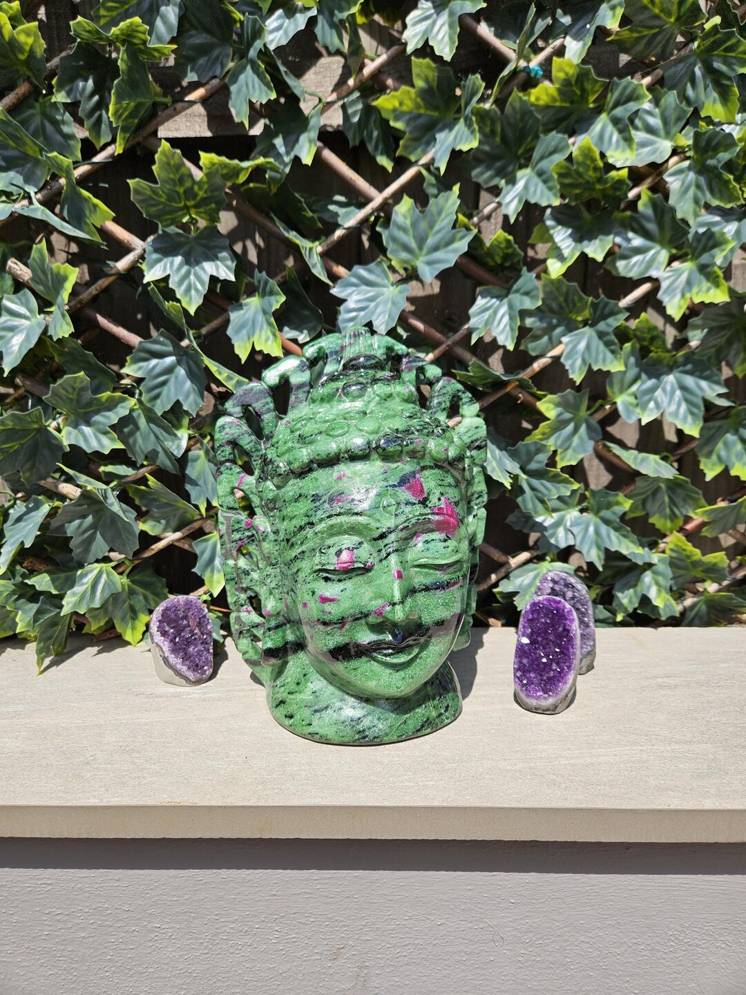 Buddha Head Sculpted From Ruby Zoisite From Tanzania Symbol of Wisdom ...
