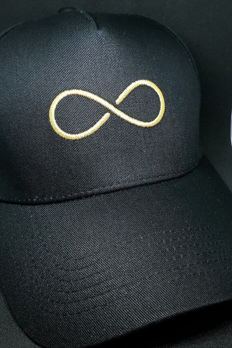 Infinity Logo Hat "flow" Baseball Cap - With Golden Stitched Infinite 8 ...