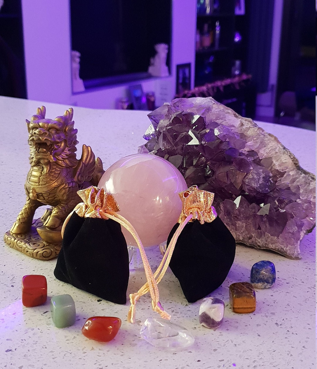 Crystal Bag Luxury Chakra Crystal Set Supplied Inside a Luxury Gold and ...