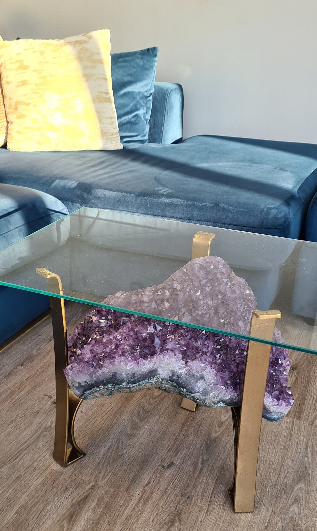Amethyst Table With Glass Top Included Black Gold or Silver Stand - Etsy
