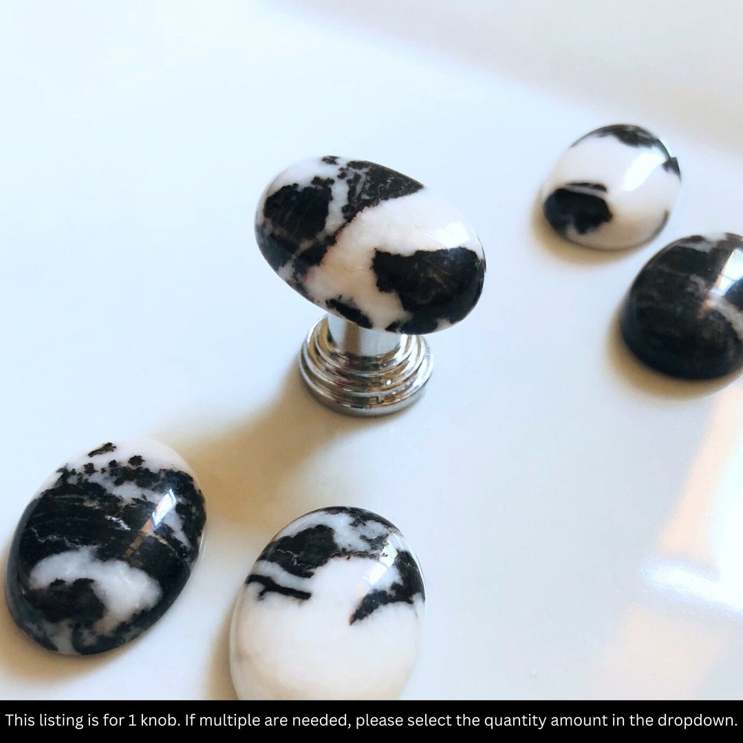 Zebra Jasper Stone Drawer Knobs, Black and White Cabinet Knobs, Cabinet Knobs and Pulls, Stone ...