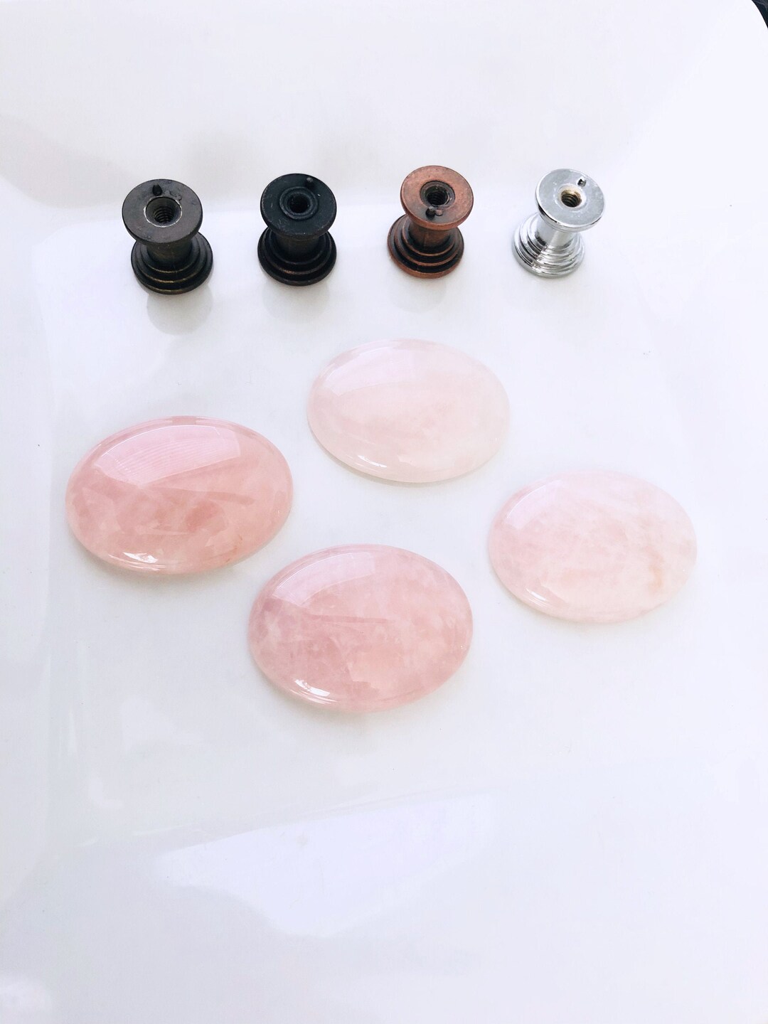 Rose Quartz Stone Drawer Knobs, Smooth Pink Stone Knobs, Crystal Cabinet Knobs, Light Pink ...