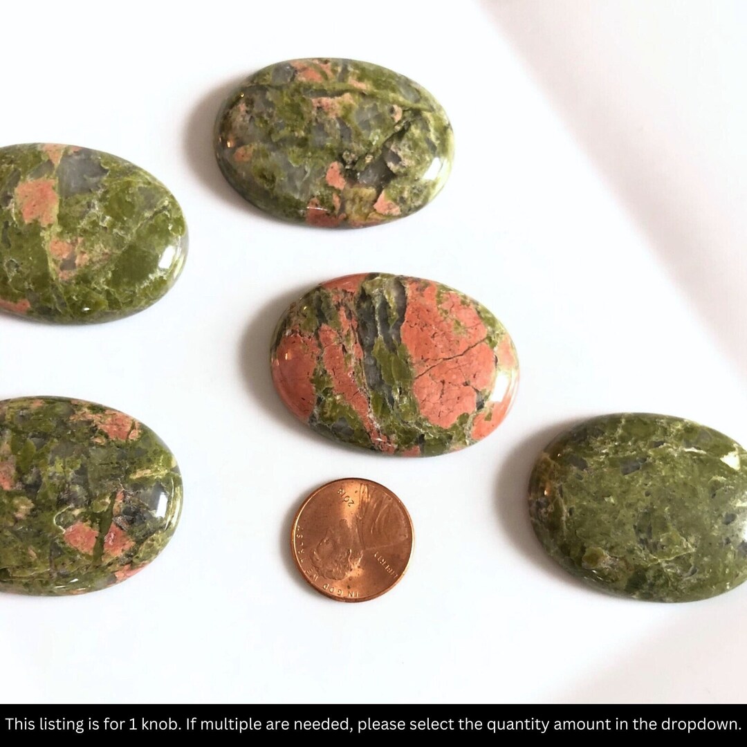 Unakite Stone Knobs, Pink and Green Crystal Cabinet Knobs, Rock Cabinet ...