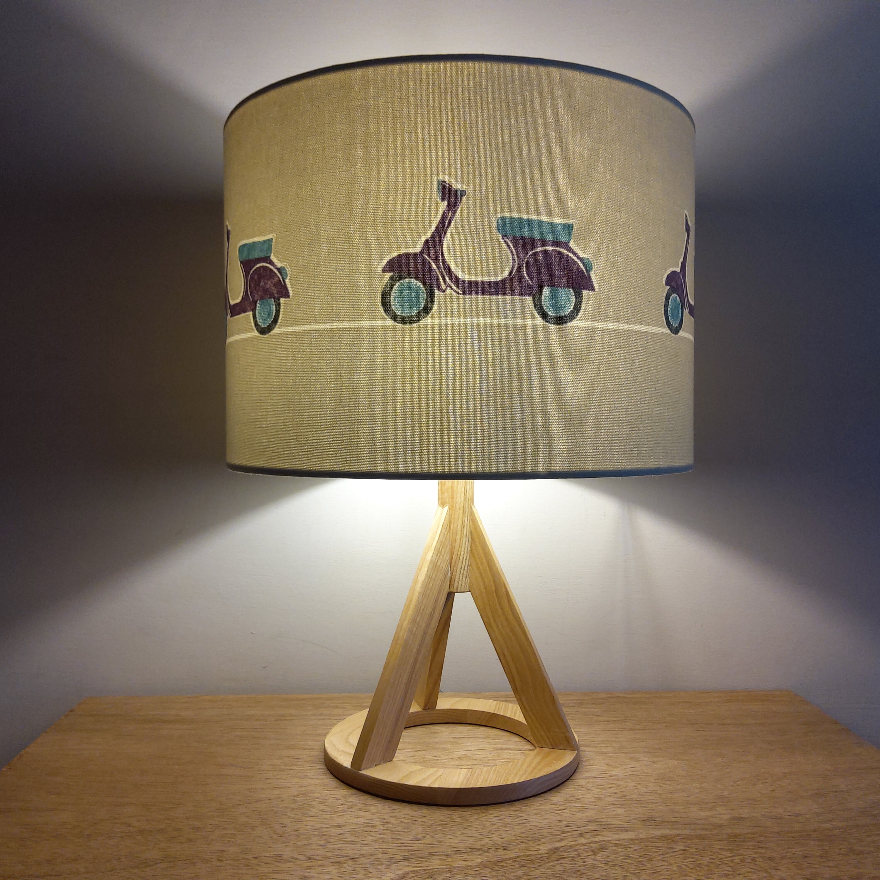 VESPA SCOOTER LAMPSHADE, , Handmade in the Uk, Retro, 20cm, 30cm Drum ...