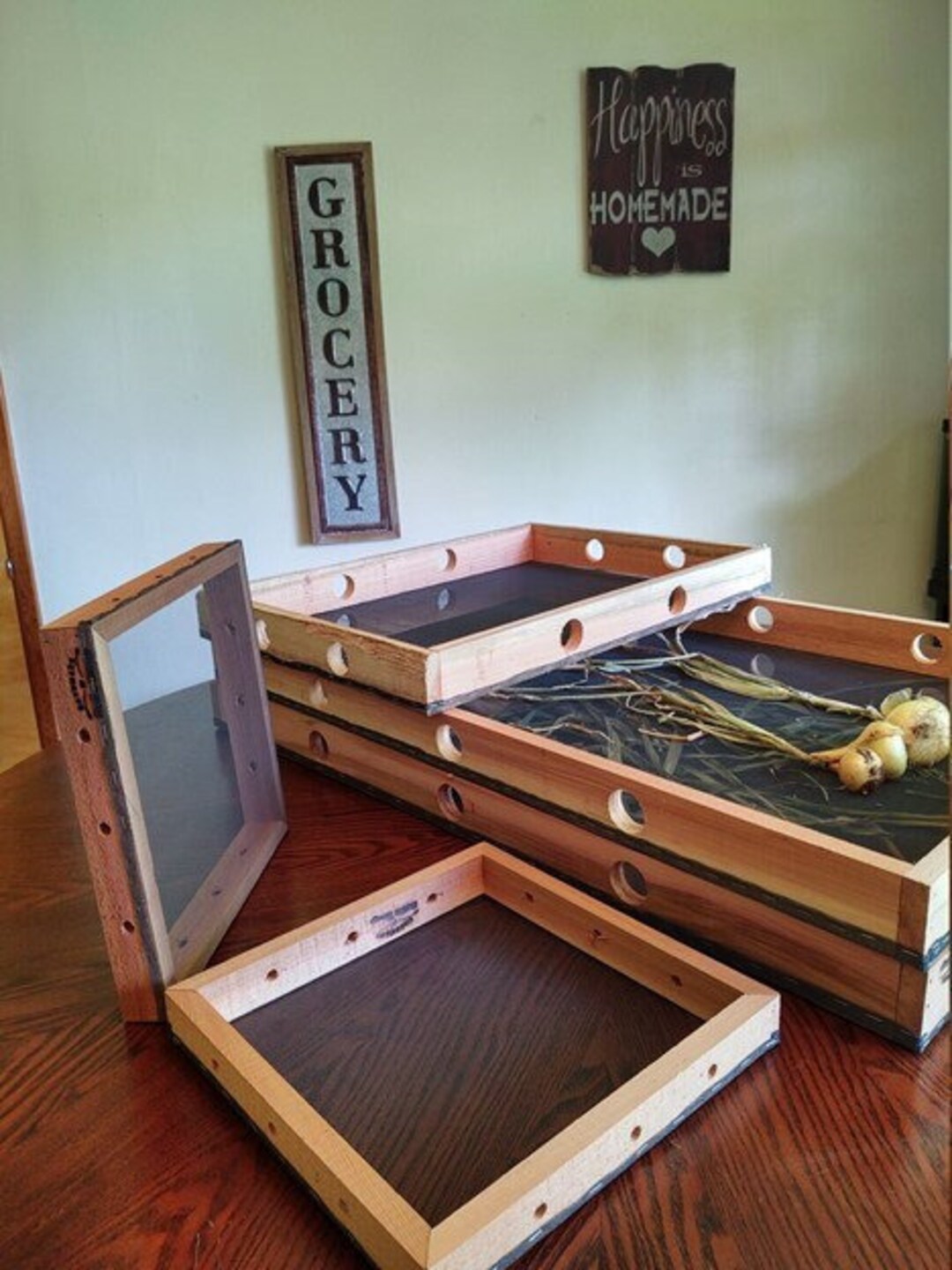 Heavy Duty Cedar Racks W/metal Screen, Stackable Dry Rack great for ...