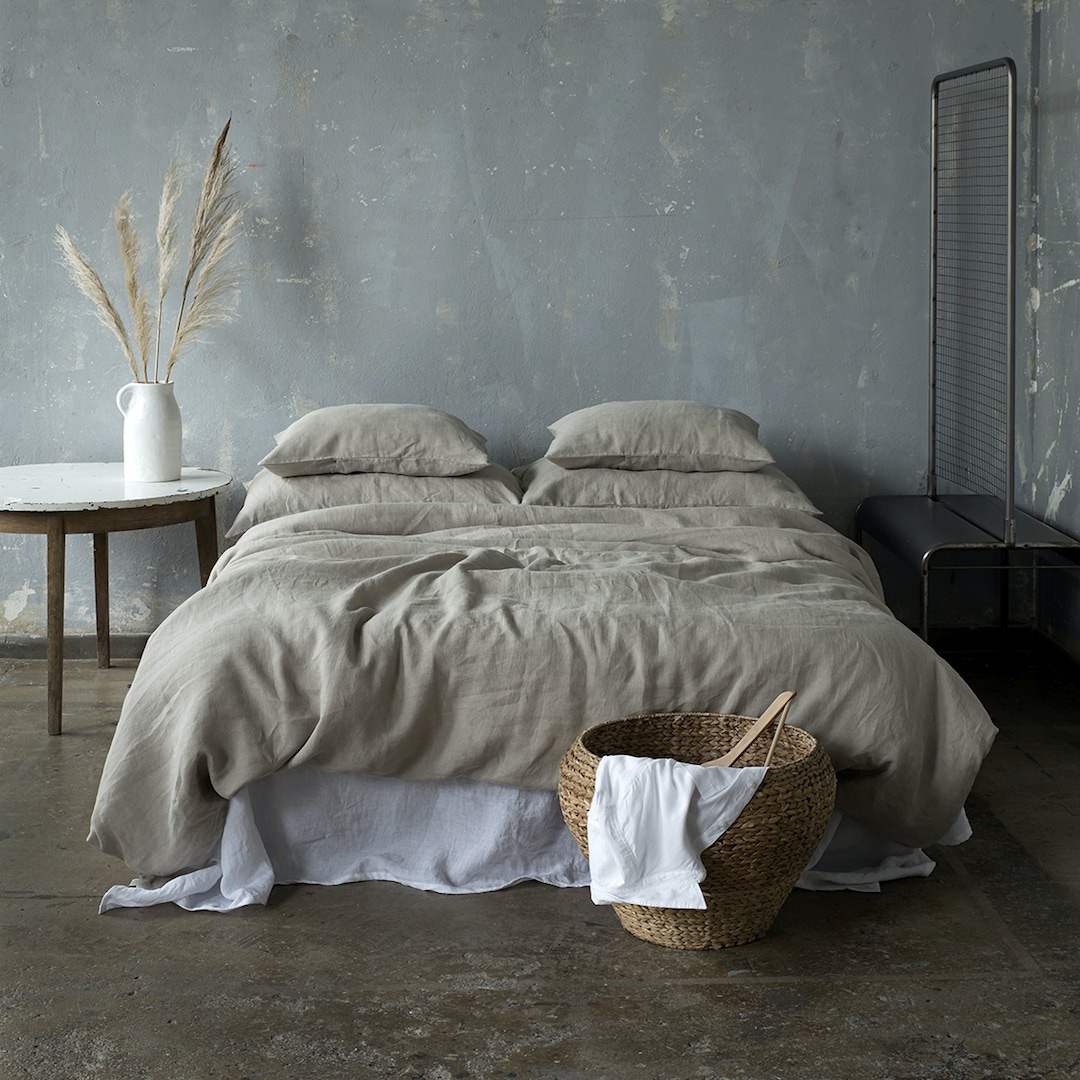Natural Linen Bedding Set: Softened European Flax Duvet Cover ...