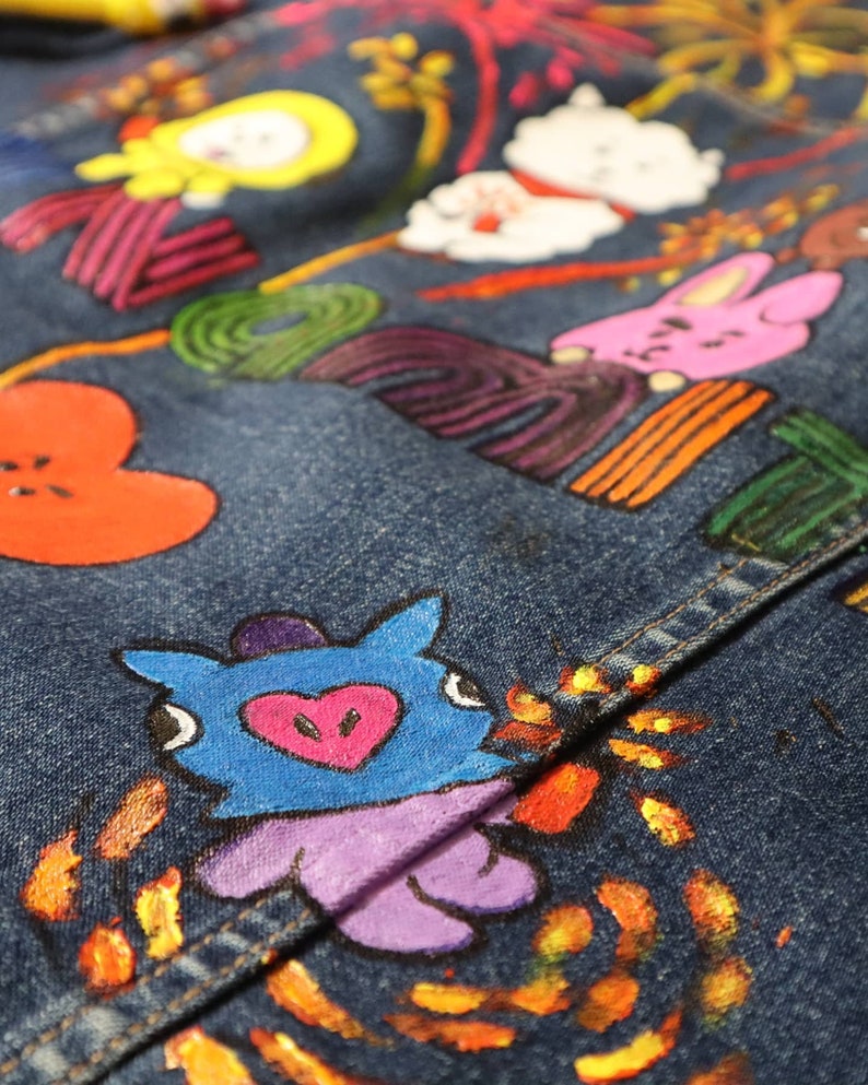 BTS Dynamite BT21 Jeans Jacket Holiday Gift, Christmas Gift, BTS Gift ...